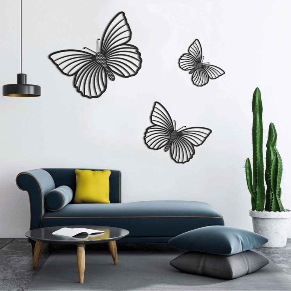 Déco Murale Papillon Bois De Valchromat Noir 49 X 69,5 Cm